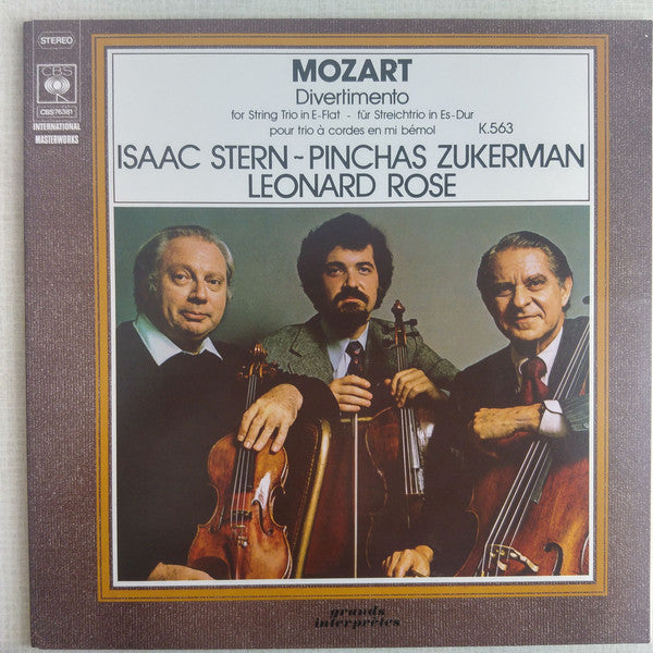 Mozart*, Isaac Stern, Pinchas Zukerman, Leonard Rose - Divertimento For String Trio In E-Flat, K ...